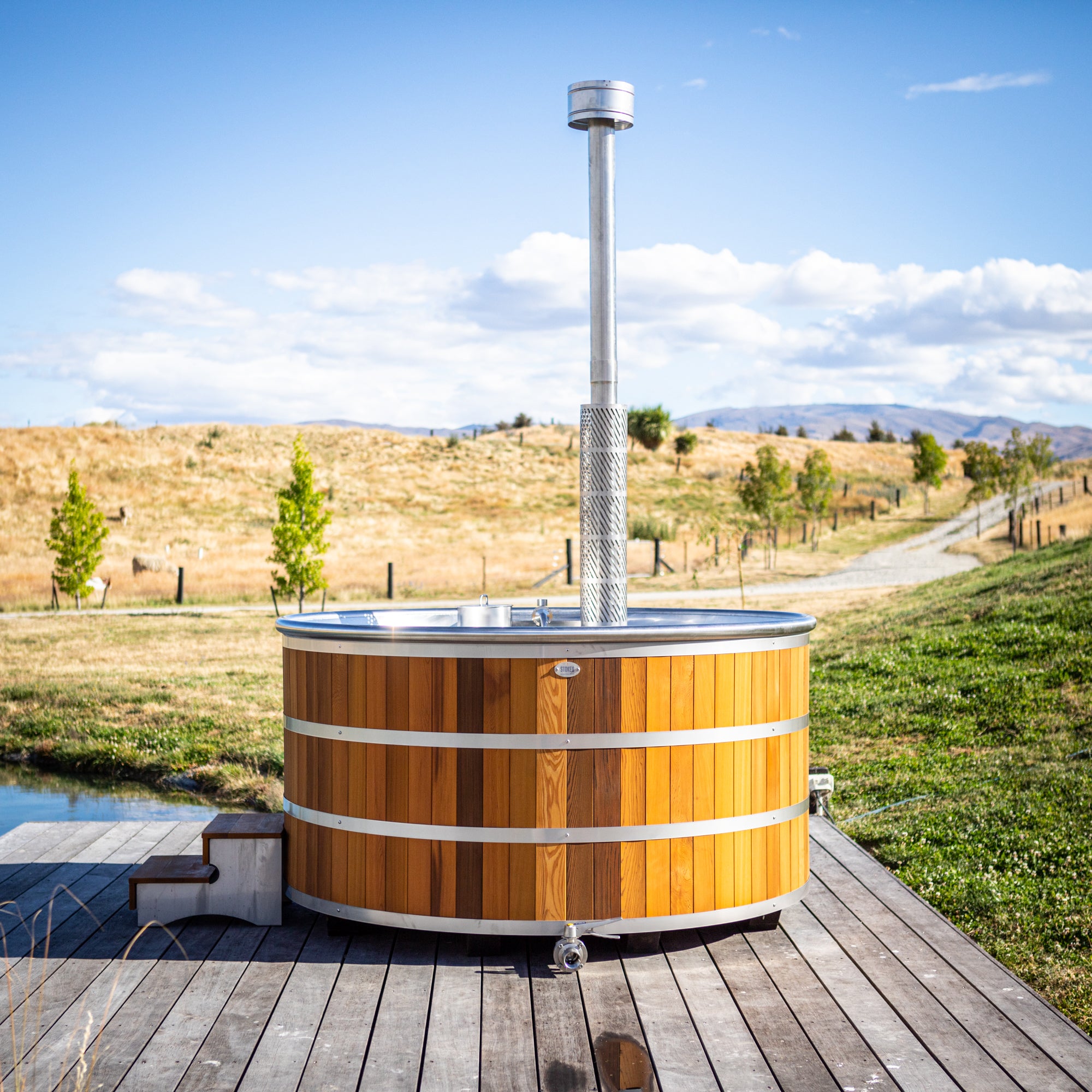Cedar Wood-Fired Hot Tub 1.9m | Stoked Stainless – Stoked Stainless New ...