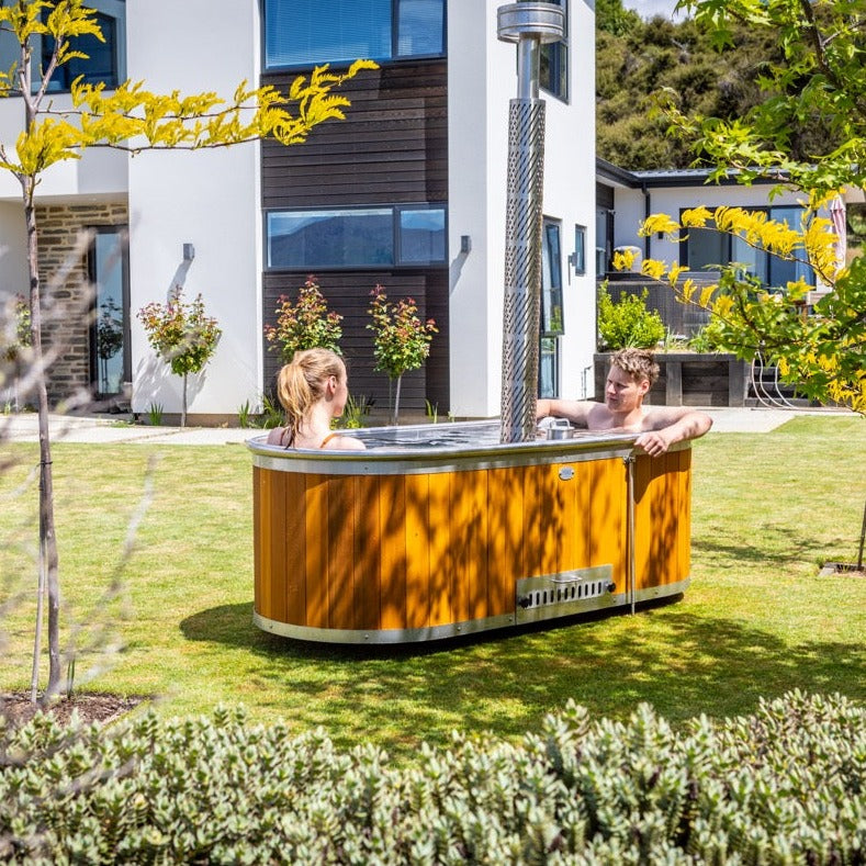 Cedar & Stainless Steel Wood-Fired Outdoor Bath | Stoked Stainless ...