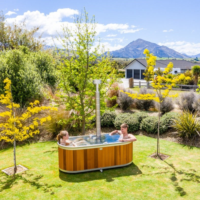 Cedar & Stainless Steel Wood-Fired Outdoor Bath | Stoked Stainless ...